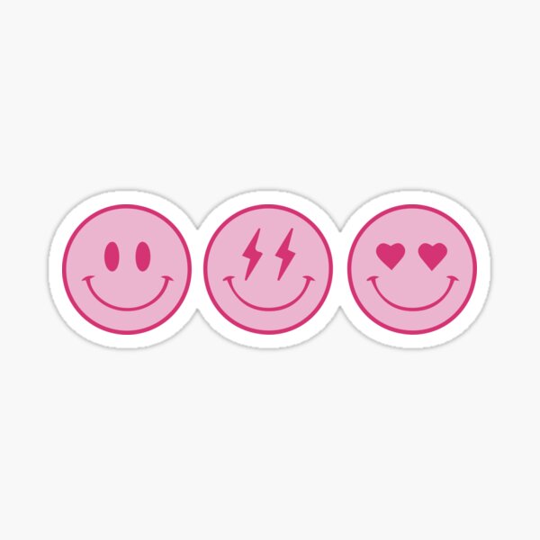 "pink smiley face" Sticker for Sale by SimplySpeak | Redbubble