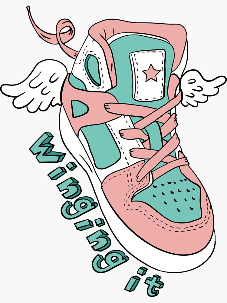"Winging it retro shoe with wings" Sticker for Sale by SpiritedArtwork ...