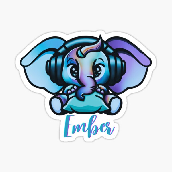 "Comfy Rainbow Elephant Ember" Sticker for Sale by mj200 | Redbubble