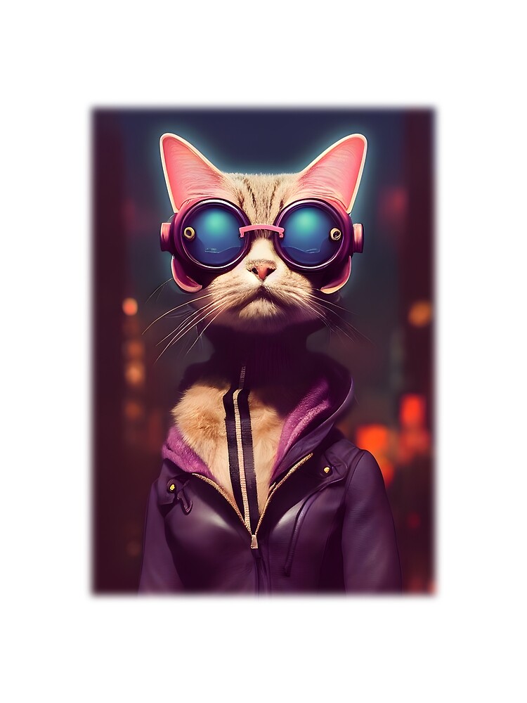 Póster «Gato ciberpunk, ilustración de gato cyberpunk, ilustración de ...