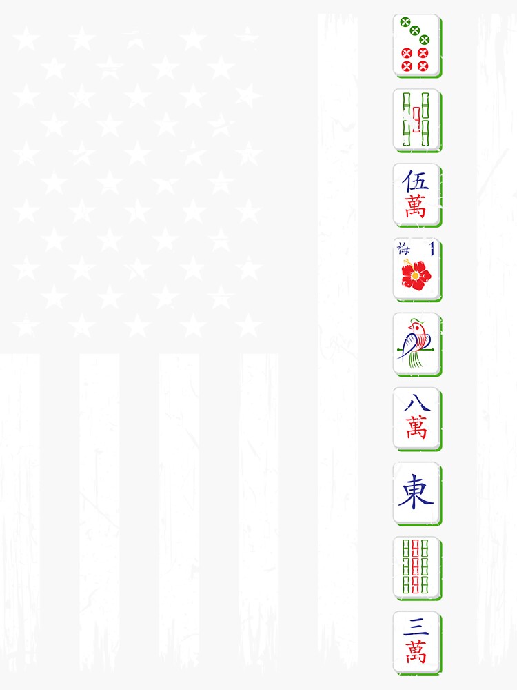 "Mah Jongg Tiles Men Women USA Flag Mahjong" Sticker for Sale by ...