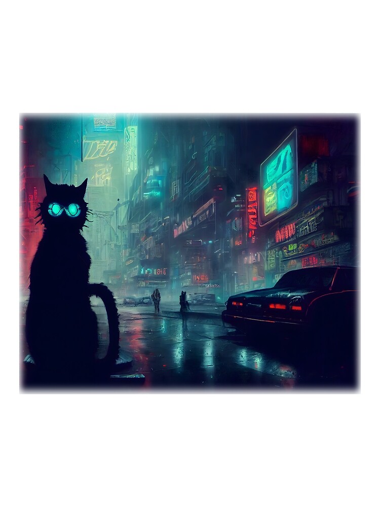 "Cyberpunk, cyberpunk cat illustration, cyberpunk cat design." Poster ...