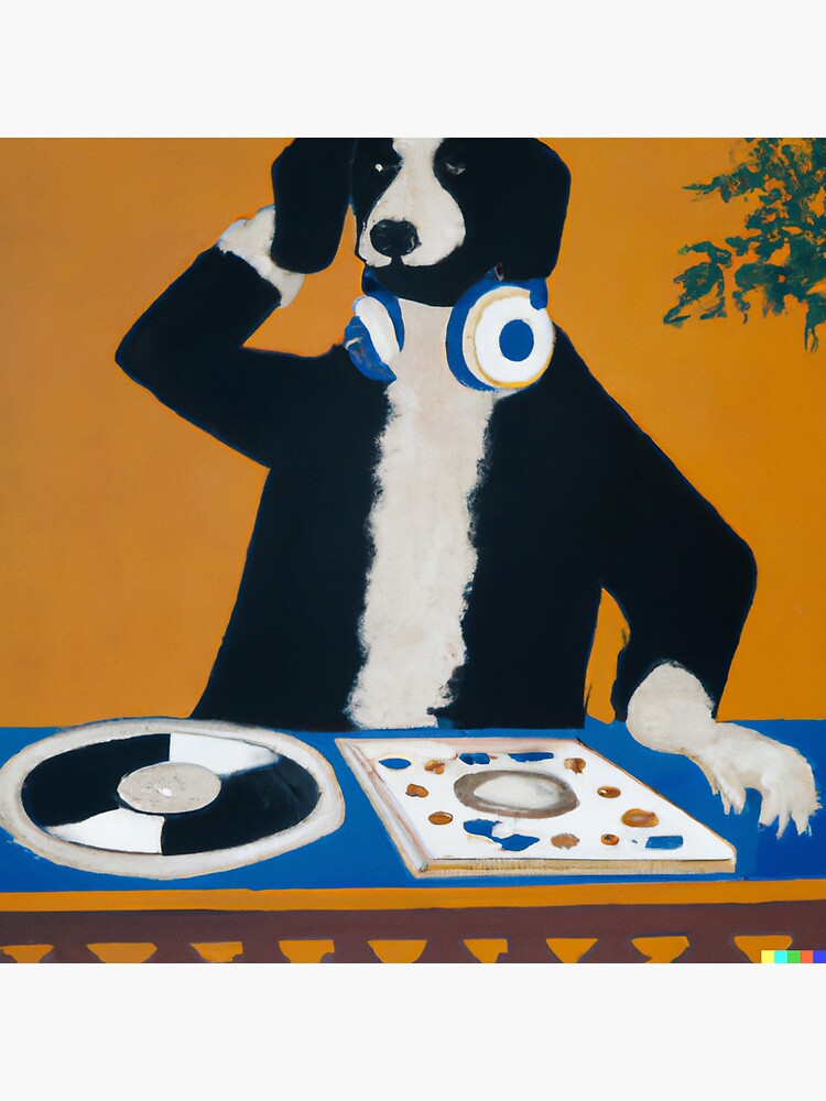 "An oil painting by Matisse depicting a dj dog" Sticker for Sale by ...