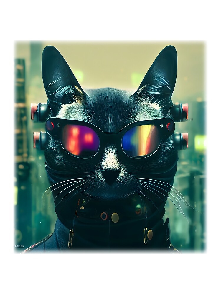 Póster «Gato cyberpunk, ilustración de gato cyberpunk, diseño de gato ...