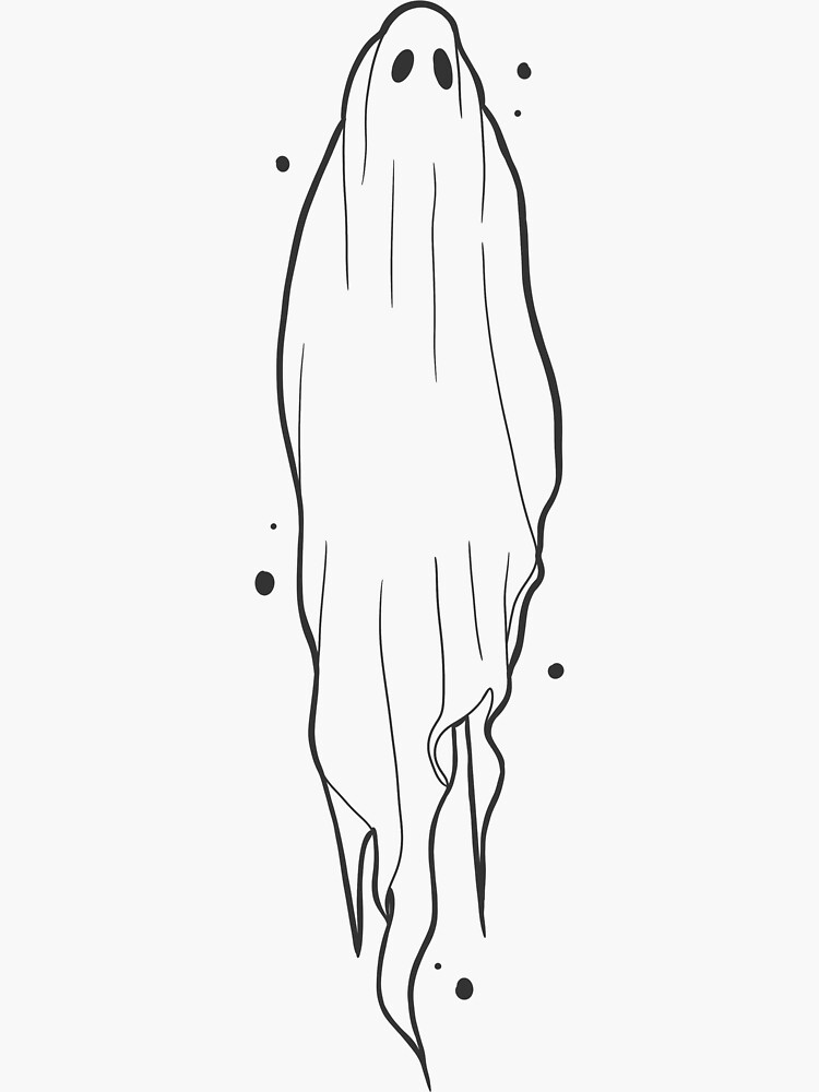 "Spooky little Ghost (line art)" Sticker for Sale by ceceYamashita ...