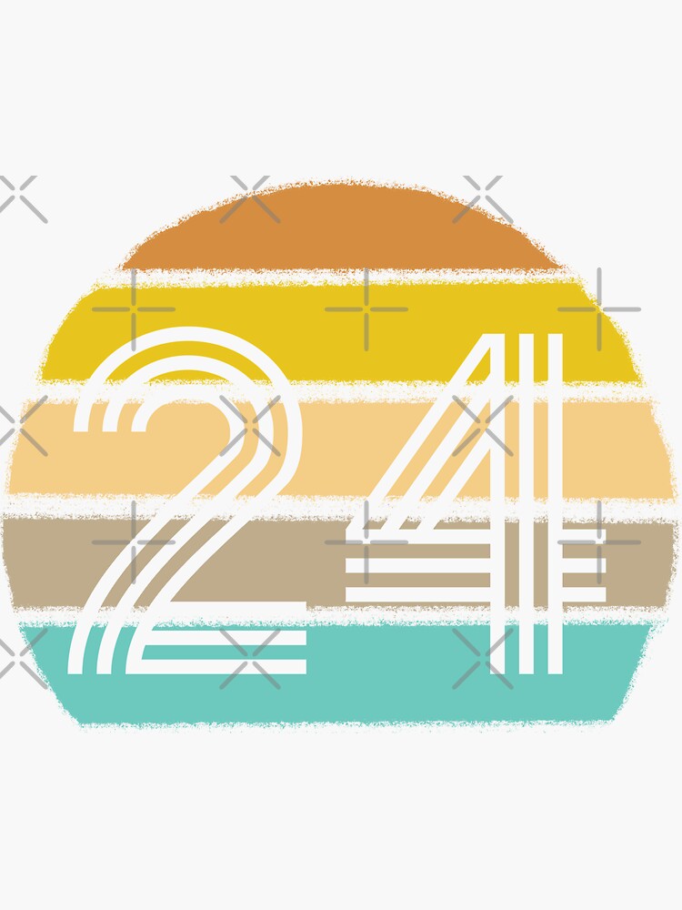 "Number 24 on Retro Sunset" Sticker for Sale by rhombusOnion | Redbubble