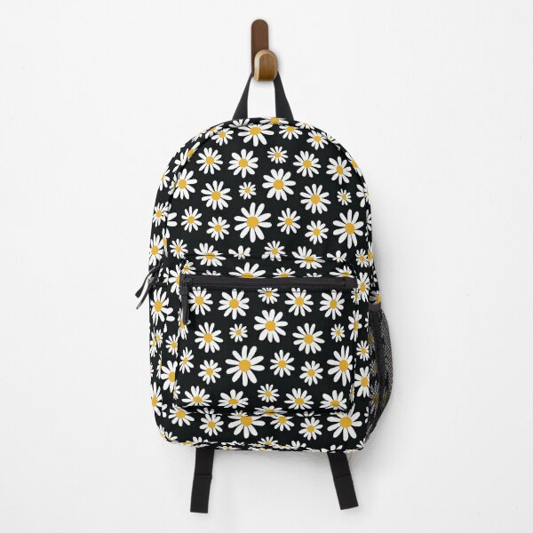 "Spring daisies floral retro pattern on black" Backpack for Sale by ...