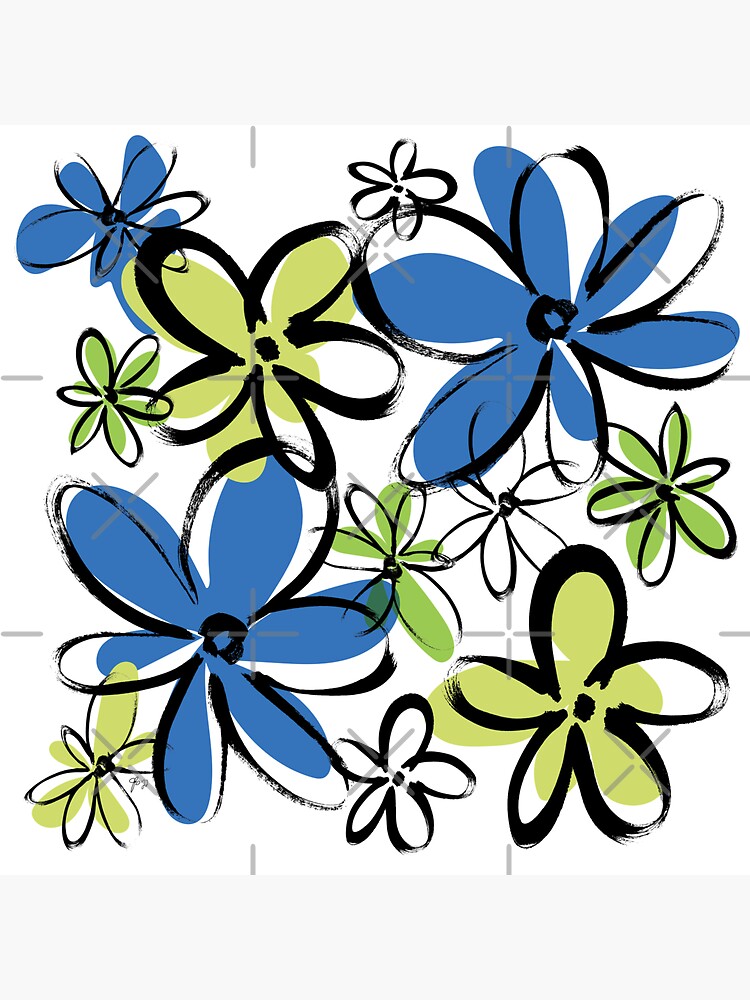 "Blue Green Scribble Flowers" Sticker for Sale by jbroesch | Redbubble
