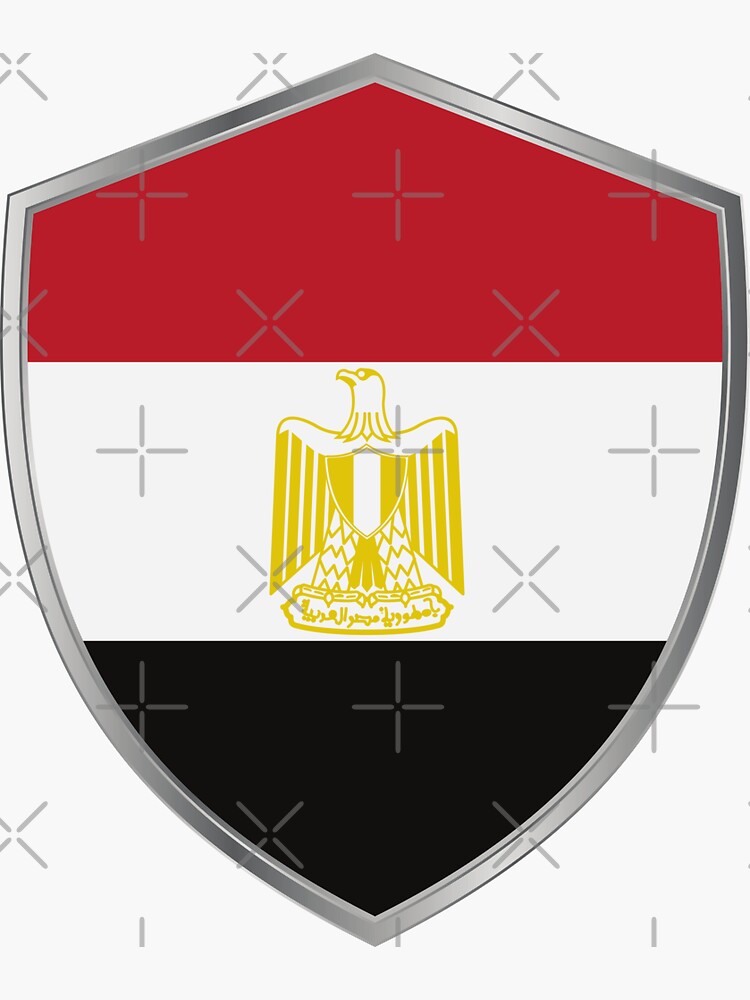 "Egyptian National Flag With Eagle of Saladin Shield Design" Sticker ...