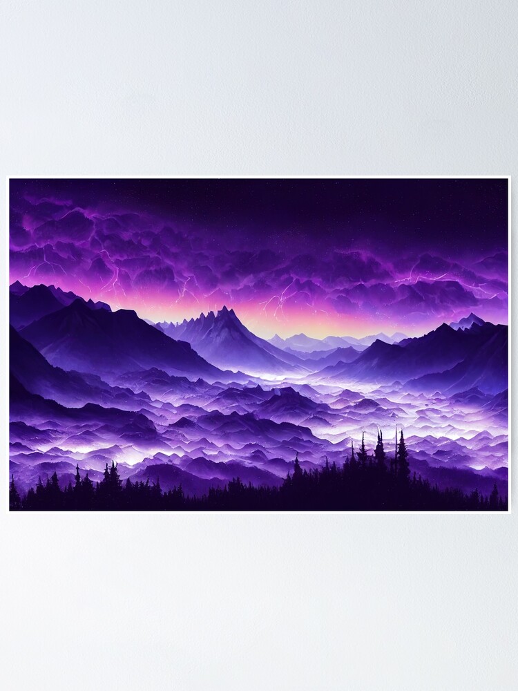 "Cold Mystical Purple Morning Foggy Mountains - Anime Landscape ...