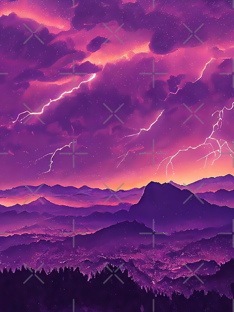 "Electro Storm and Lightning Bolts over Purple Mountains - Anime ...