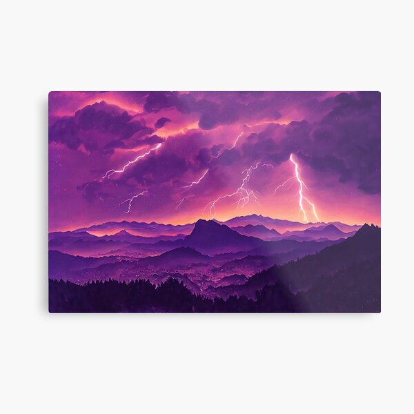 "Electro Storm and Lightning Bolts over Purple Mountains - Anime ...
