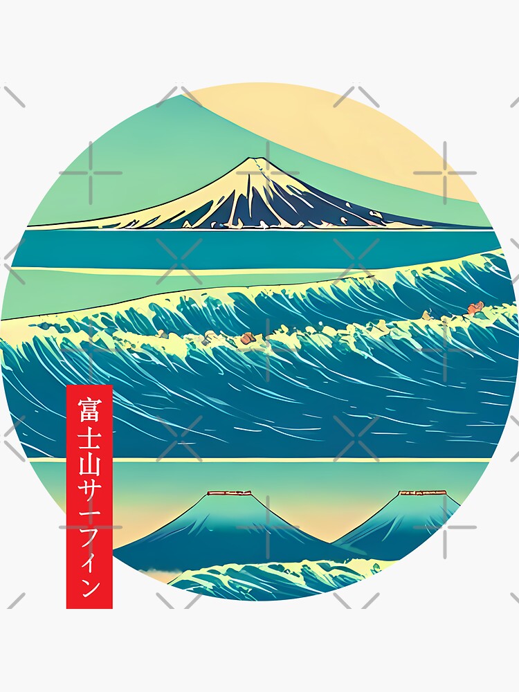 "Mt Fuji Tokyo Surf Waves Tsunami" Sticker for Sale by blackdogshop ...