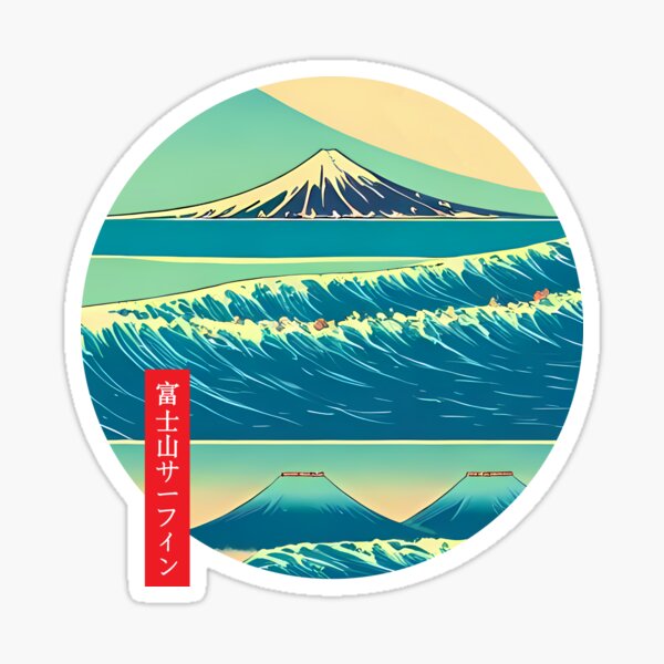 "Mt Fuji Tokyo Surf Waves Tsunami" Sticker for Sale by blackdogshop ...