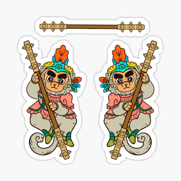 "Six Eared Macaque Sticker Pack; pose 2; Monkey king CCTV Pattern (1/3 ...