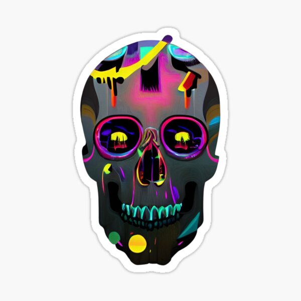 "Trippy neon skull" Sticker for Sale by maxdarkart | Redbubble