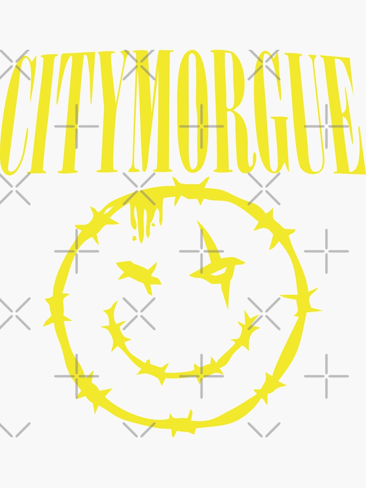 "City-Smiley-Morgue Merch" Sticker for Sale by sukarboker | Redbubble