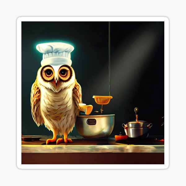 "Cute Cook Owl Chef Essential Cartoon Sticker" Sticker for Sale by ...