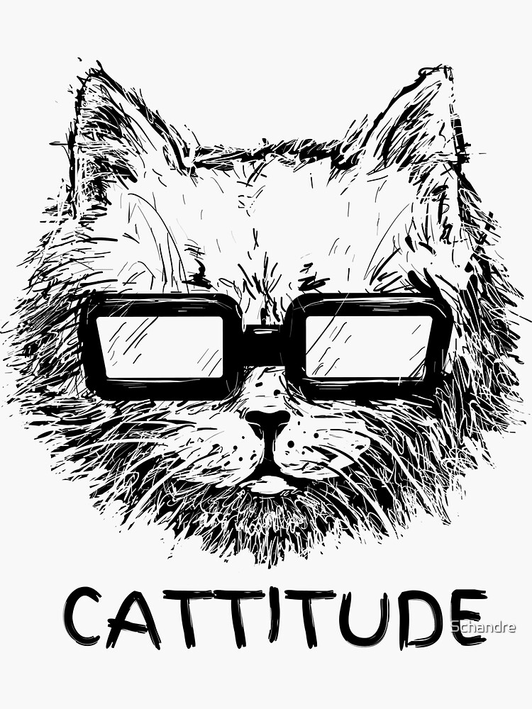 "Cattitude" Sticker for Sale by Schandre | Redbubble