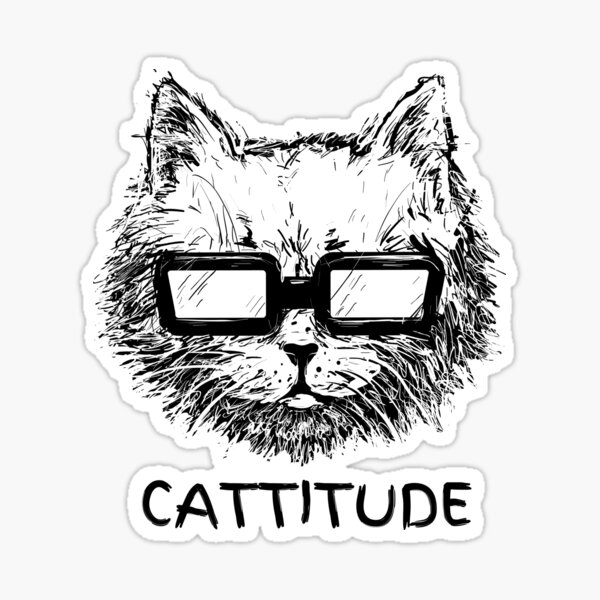 "Cattitude" Sticker for Sale by Schandre | Redbubble