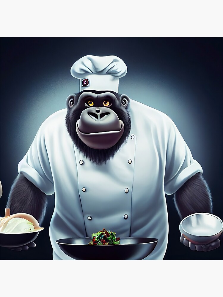 "Evil Cook Gorilla Chef in the Kitchen Essential Cartoon Sticker ...