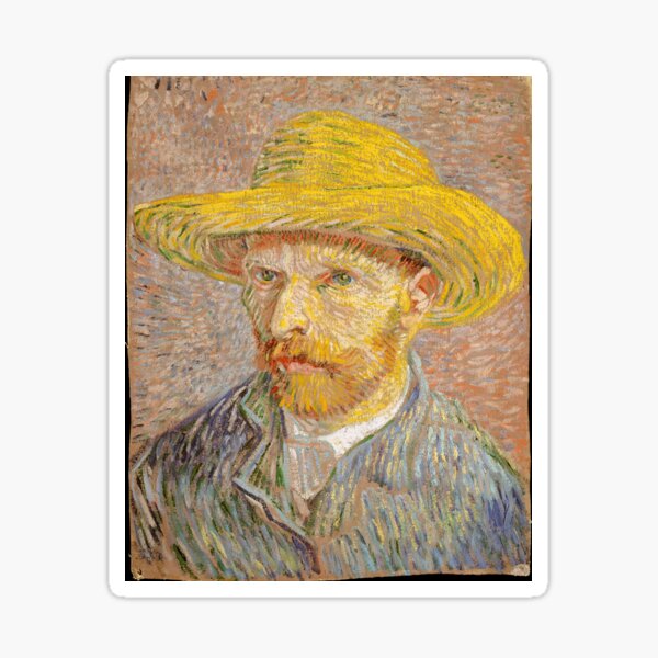 Pegatina «Autorretrato con sombrero de paja - Vincent Van Gogh» de ...