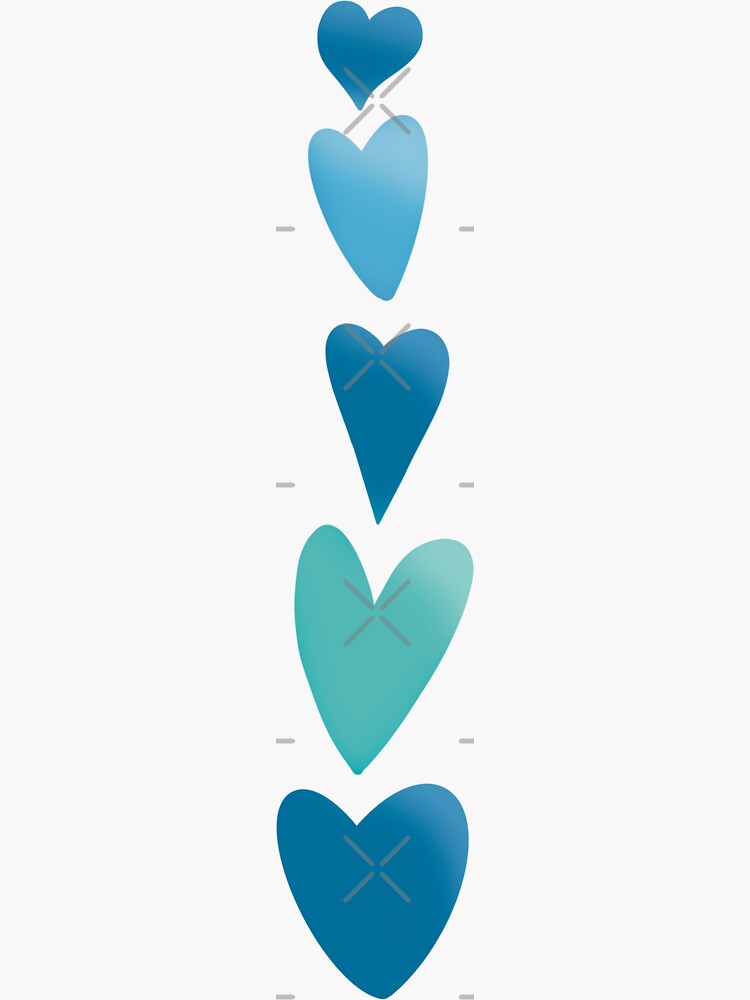 "Vertical Row of 5 Icy Blue hearts " Sticker for Sale by maywinterfox ...