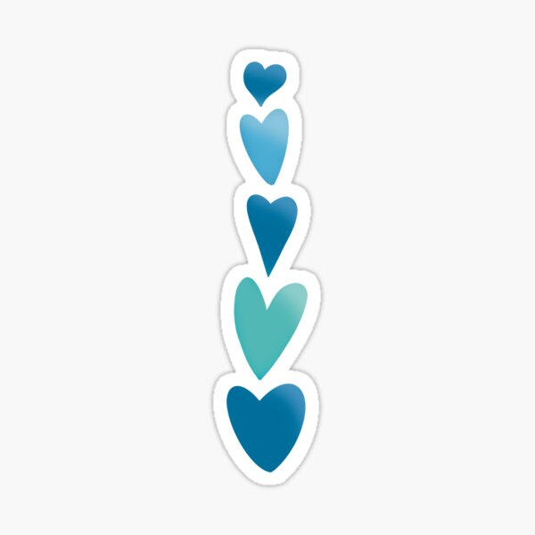 "Vertical Row of 5 Icy Blue hearts " Sticker for Sale by maywinterfox ...