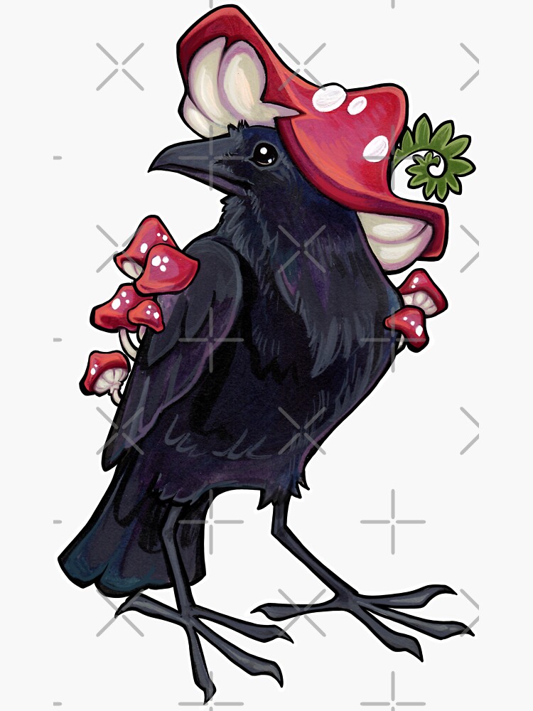 "Mushroom crow" Sticker for Sale by ArtOfBianca | Redbubble