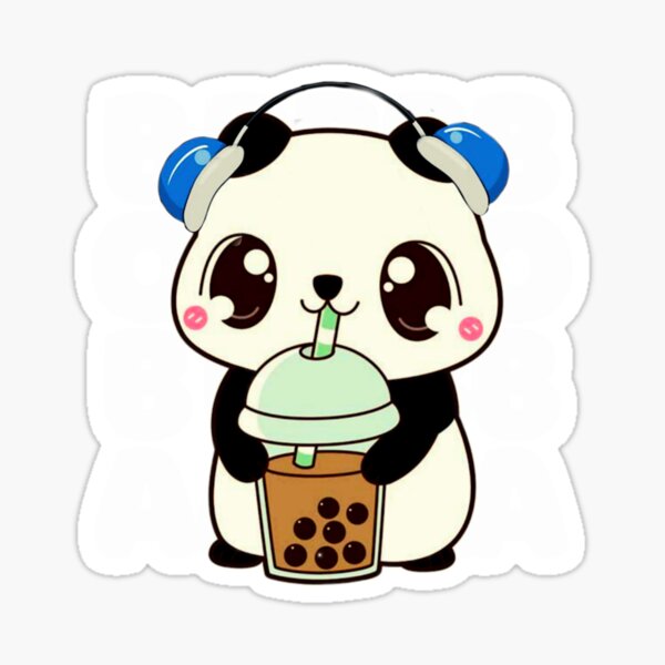 "Cute Panda bear drinking Boba Bubble tea" Sticker for Sale by ...
