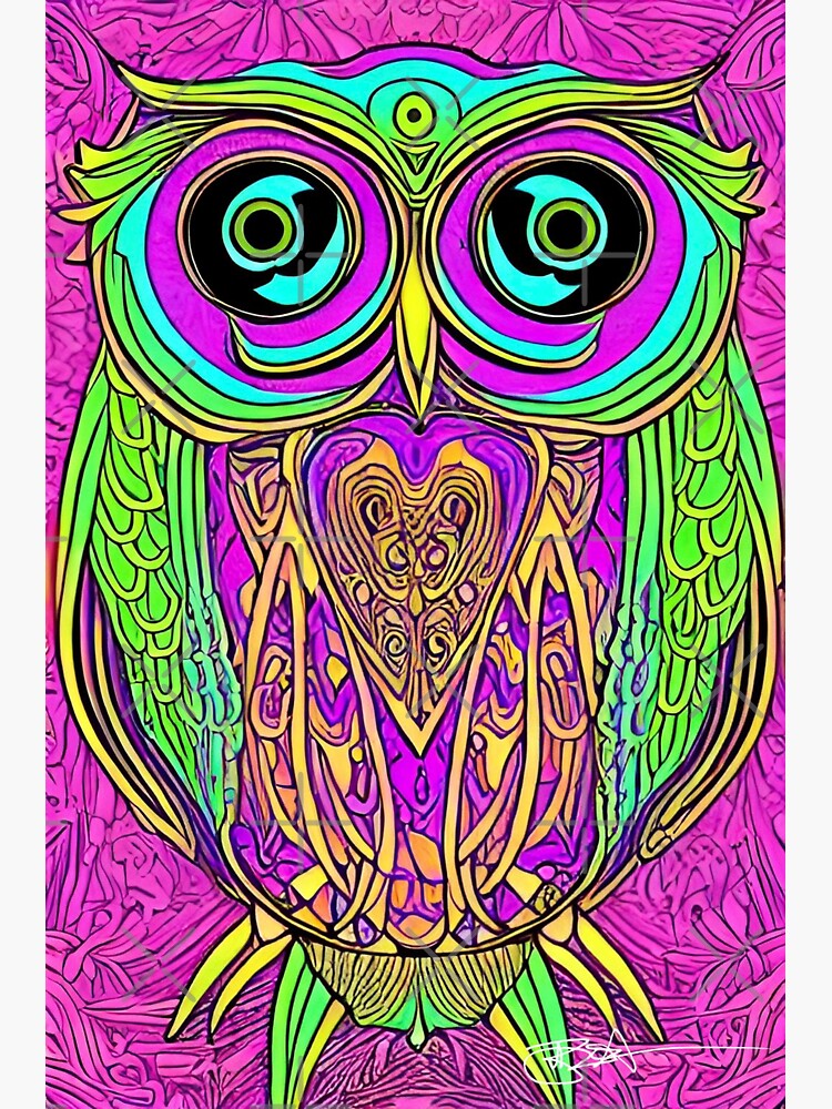 "Psychedelic Owl Acid Vibes 2" Sticker for Sale by benitodelray | Redbubble