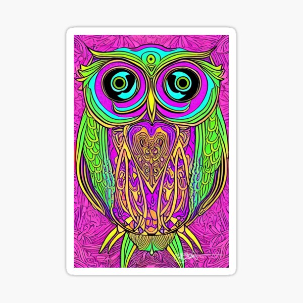 "Psychedelic Owl Acid Vibes 2" Sticker for Sale by benitodelray | Redbubble