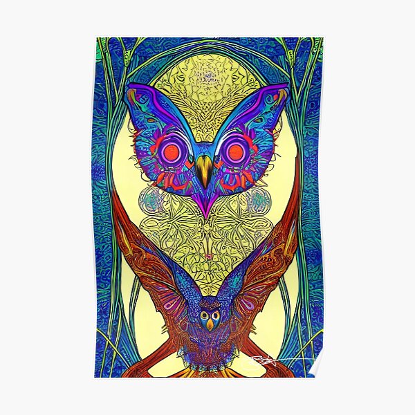 "Psychedelic Owl Acid Vibes 5" Poster for Sale by benitodelray | Redbubble