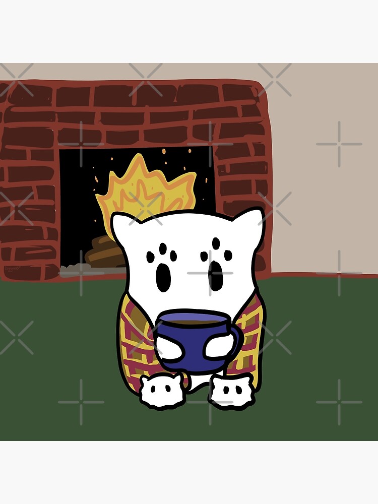Póster «Ghost Paws se acurruca con una manta y una bebida caliente» de ...