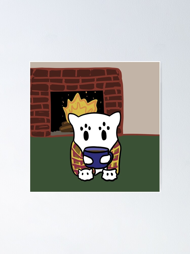 Póster «Ghost Paws se acurruca con una manta y una bebida caliente» de ...