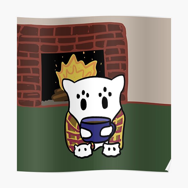 Póster «Ghost Paws se acurruca con una manta y una bebida caliente» de ...