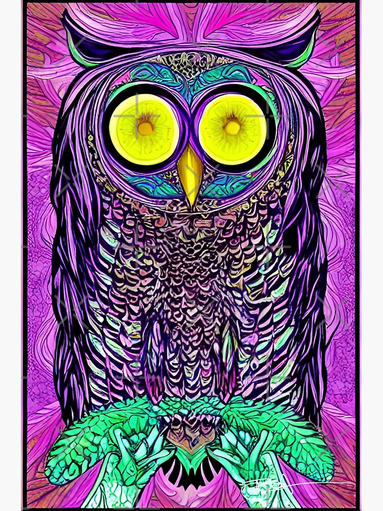 "Psychedelic Owl Acid Vibes 9" Sticker for Sale by benitodelray | Redbubble