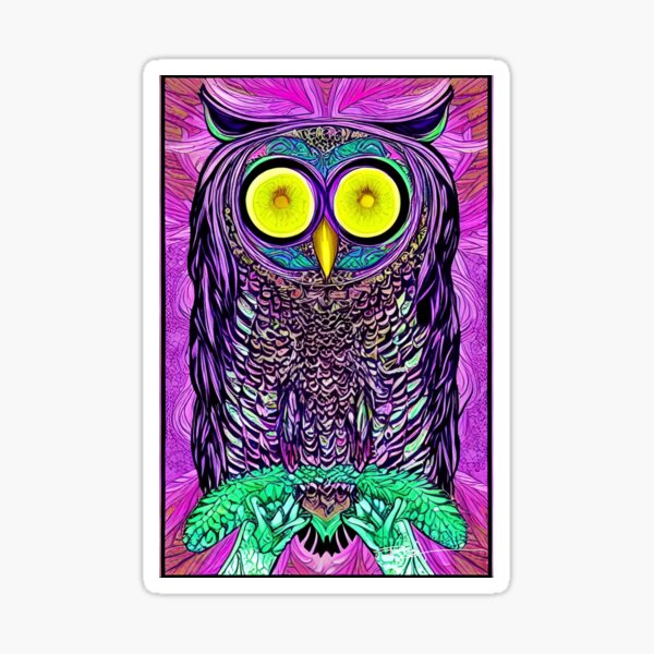 "Psychedelic Owl Acid Vibes 9" Sticker for Sale by benitodelray | Redbubble