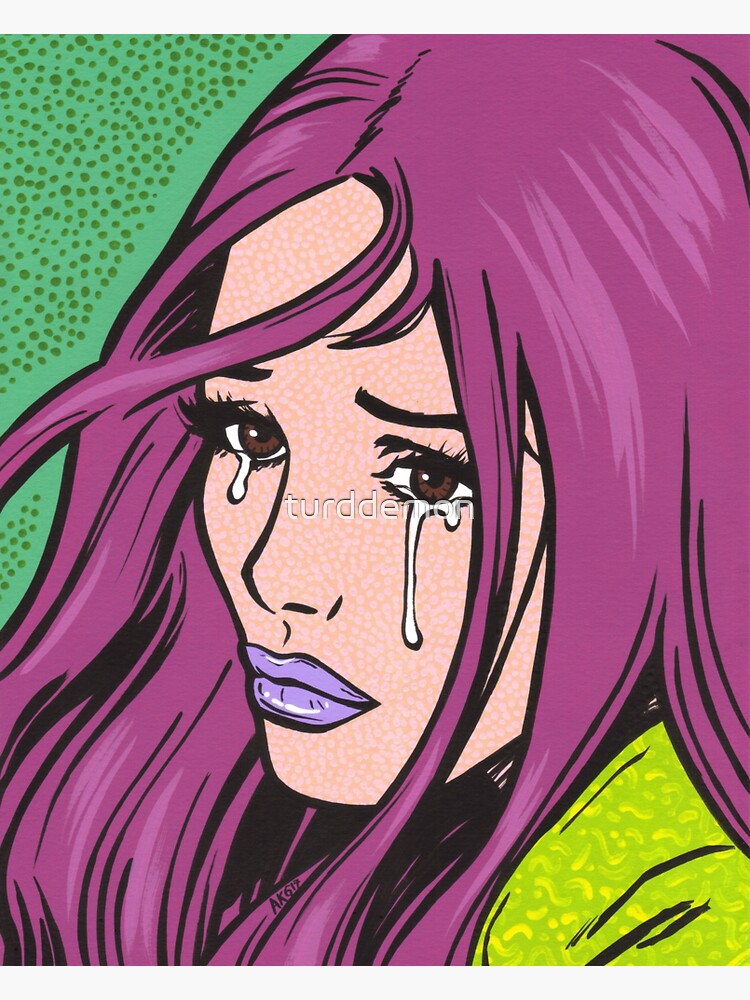 Purple Crying Comic Girl Sticker For Sale By Turddemon Redbubble