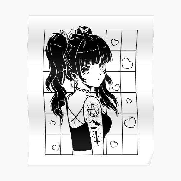 Cute Goth Anime Girl Poster For Sale By Sweetblessart Redbubble
