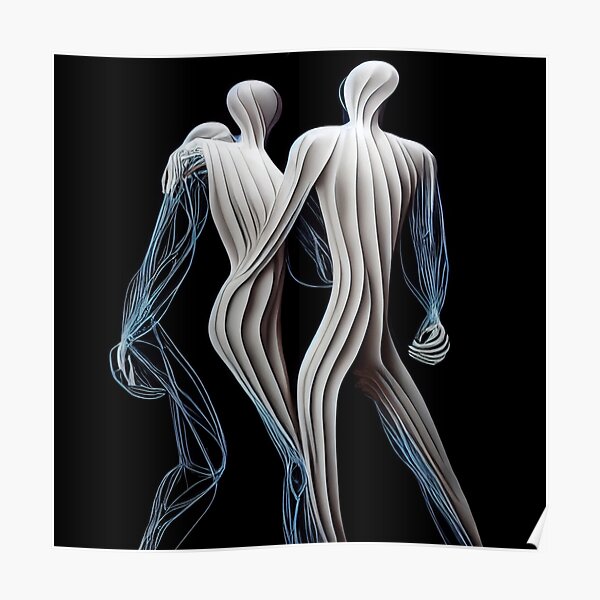 "Blue&White Humanoid Lines" Poster for Sale by BraveFellow | Redbubble