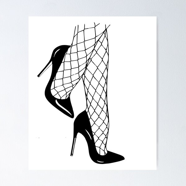 "Cute Heels Ecchi Fishnets" Poster for Sale by SweetBlessArt | Redbubble