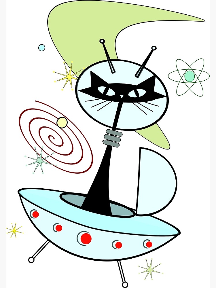 "Cats in Space, MCM Atomic Cat" Poster for Sale by BossAtomic | Redbubble