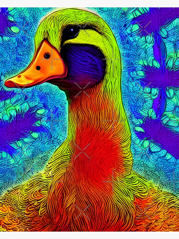 "Trippy Rainbow Psychedelic Portrait of a Duck " Sticker for Sale by ...