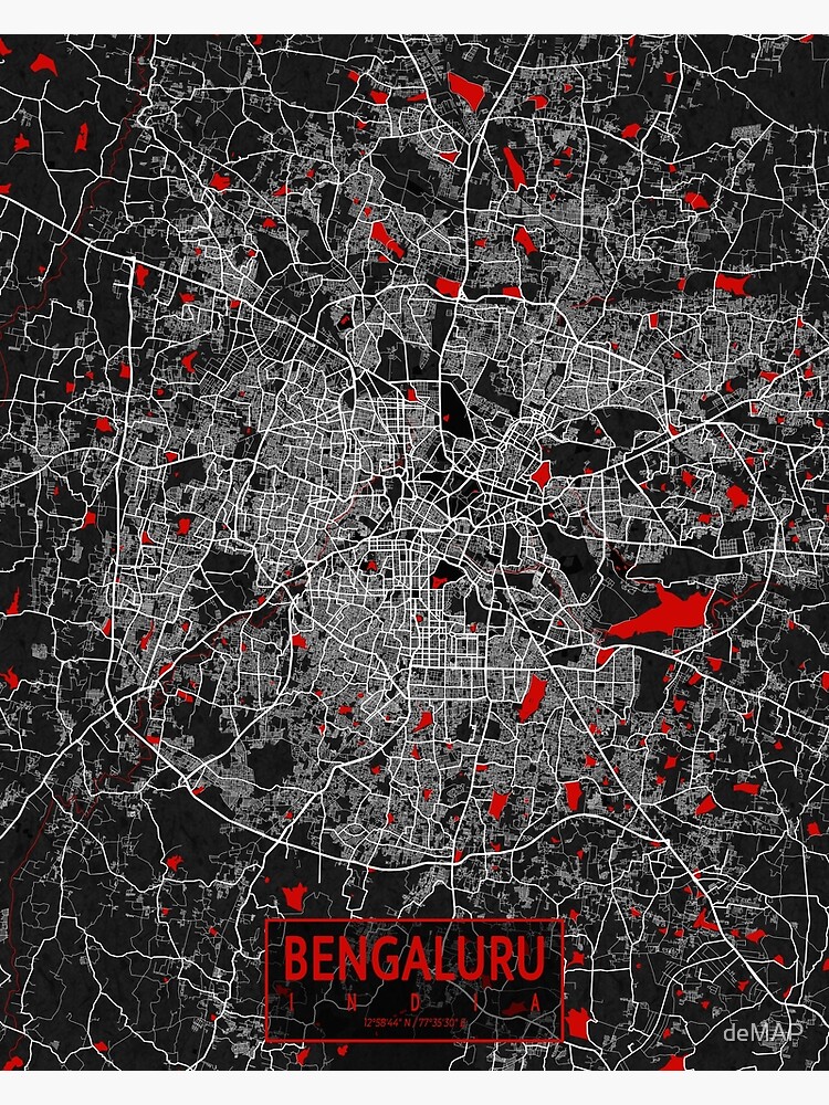 "Bengaluru City Map of India - Oriental" Poster for Sale by deMAP ...