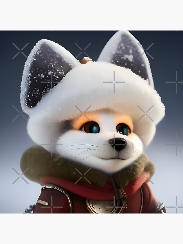 "Tiny cute and adorable snow fox adventurer dressed in fantasy armour ...