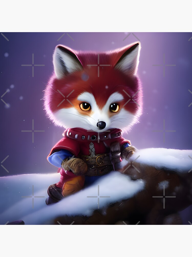 "Tiny cute and adorable snow fox adventurer dressed in fantasy armour ...