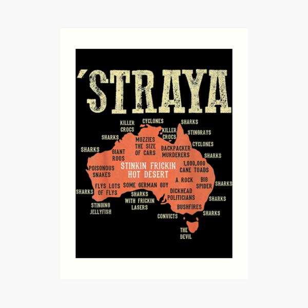 "Vintage-Aussie-Day-Straya-Australia-Map-G-day-Mate-Outback" Art Print for Sale by ...
