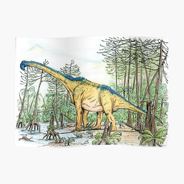 "Brachiosaurus Dinosaur Illustration" Poster for Sale by zenithcreative ...