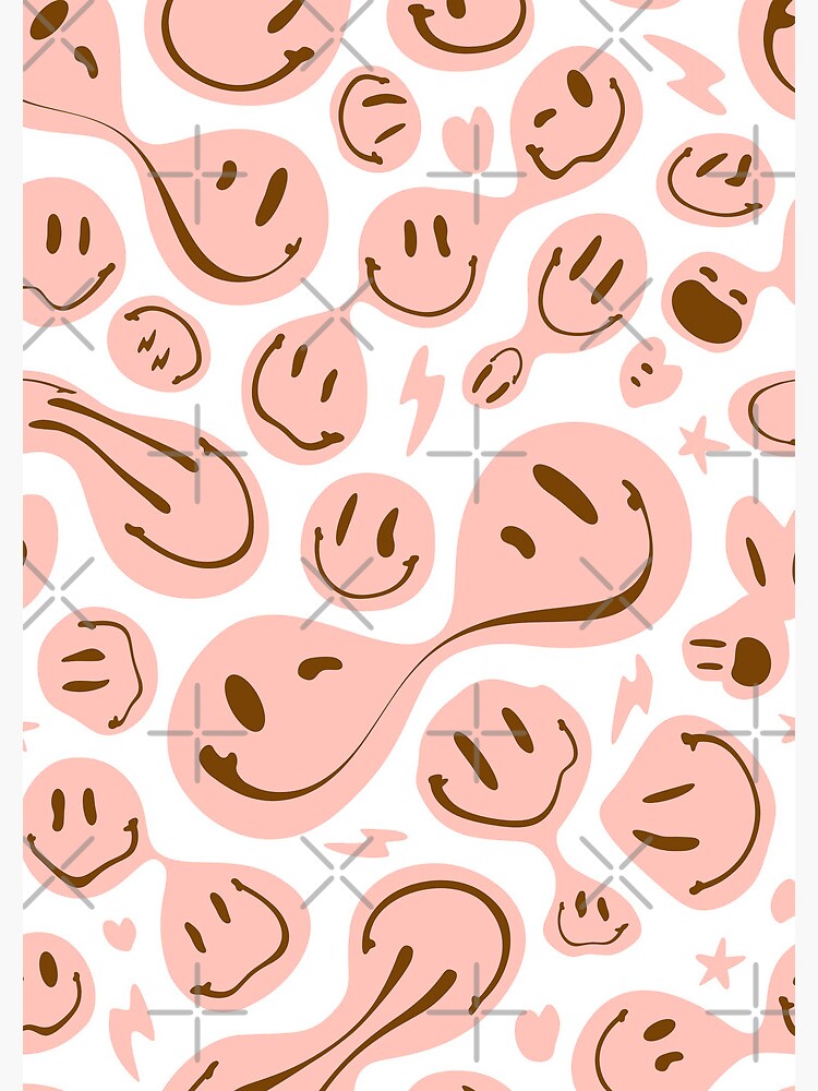 "Drippy smiley face Melon Pink Preppy Aesthetic Smiley" Spiral Notebook ...